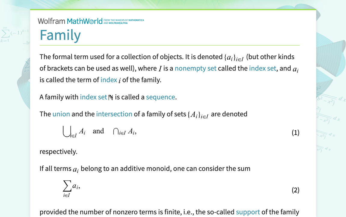 Family -- from Wolfram MathWorld