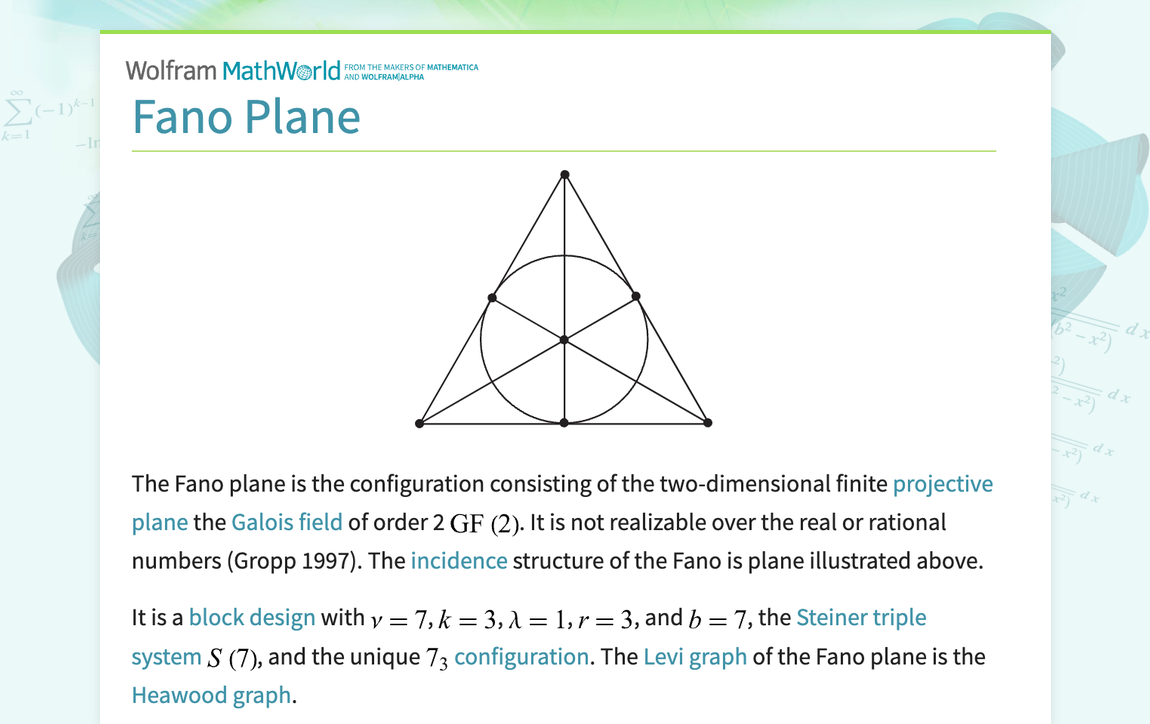 Fano Plane -- from Wolfram MathWorld