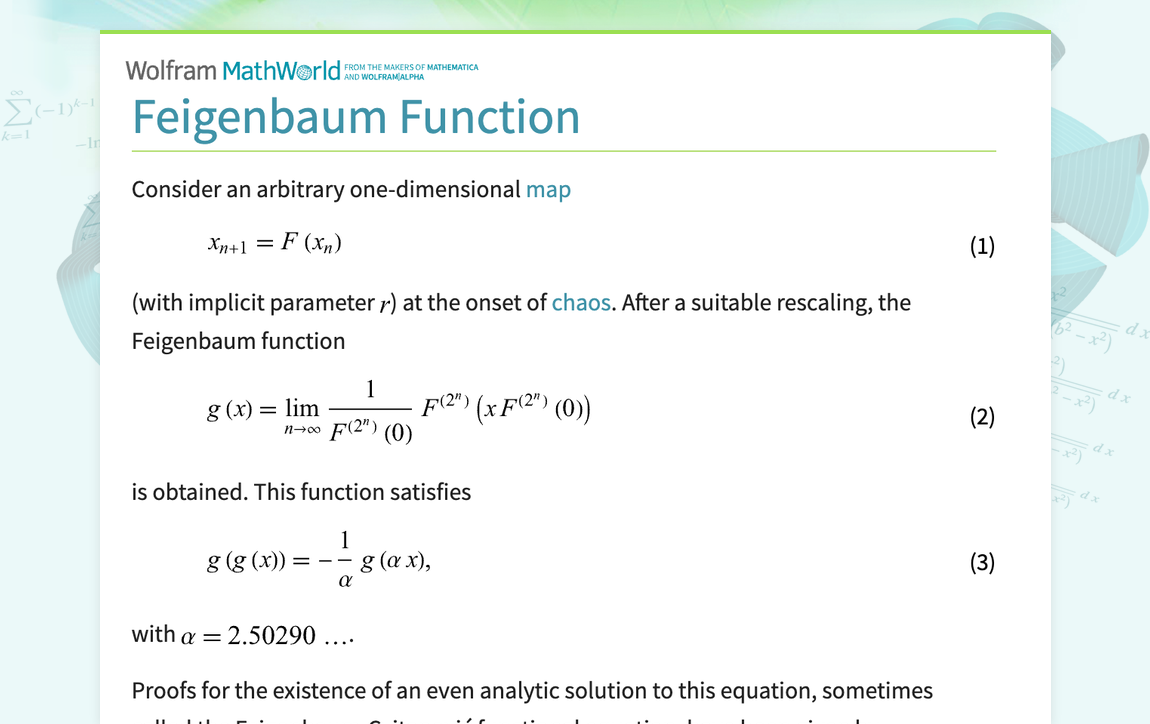 Feigenbaum Function -- from Wolfram MathWorld
