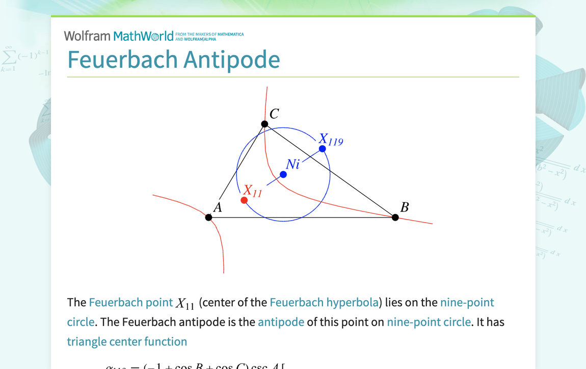 Feuerbach Antipode -- from Wolfram MathWorld