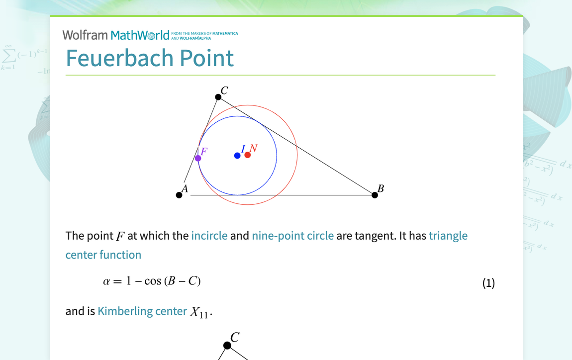 Feuerbach Point -- from Wolfram MathWorld