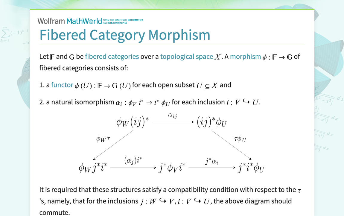 Fibered Category Morphism -- from Wolfram MathWorld