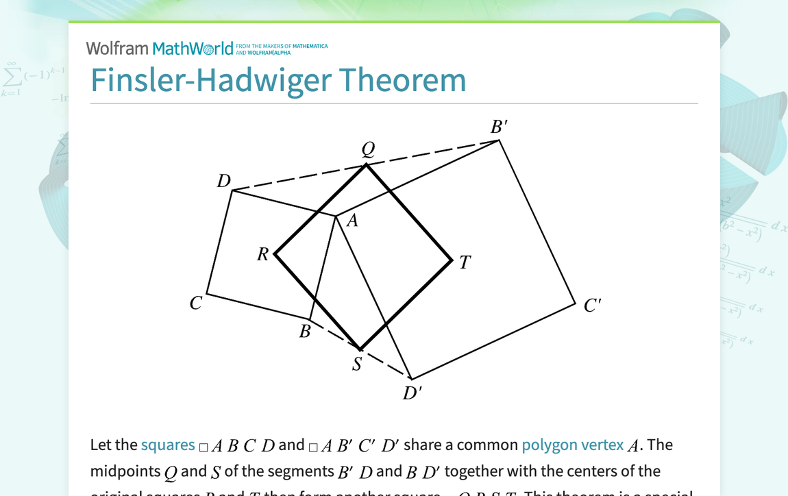 Finsler-Hadwiger Theorem -- from Wolfram MathWorld