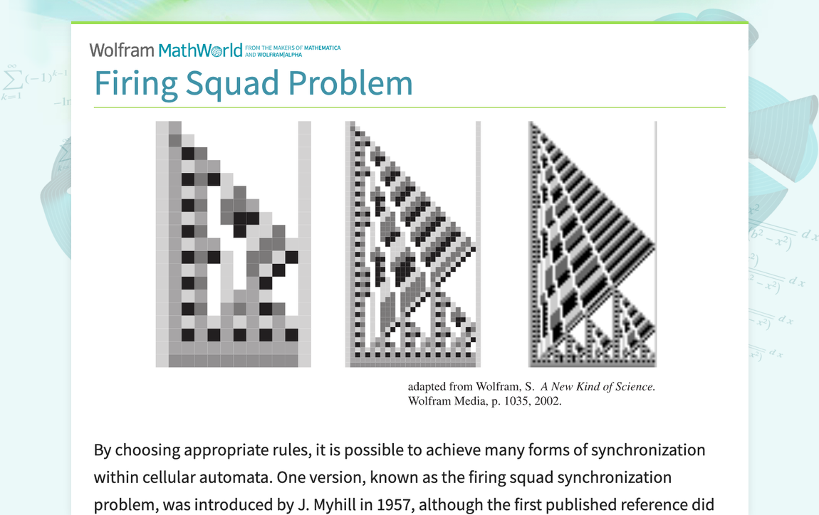 Firing Squad Problem -- from Wolfram MathWorld