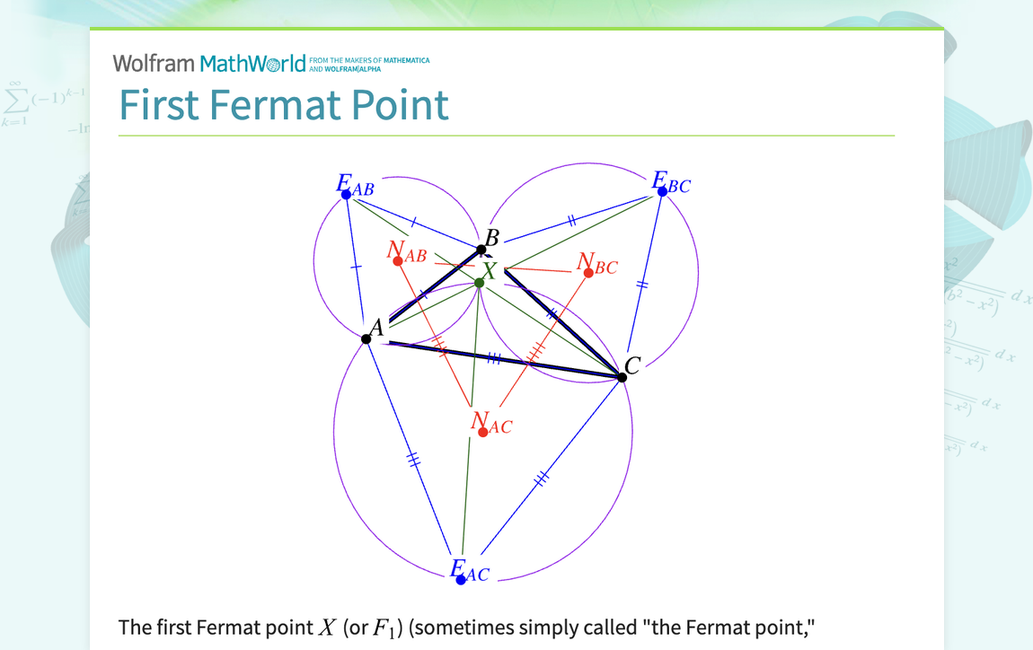 First Fermat Point -- from Wolfram MathWorld