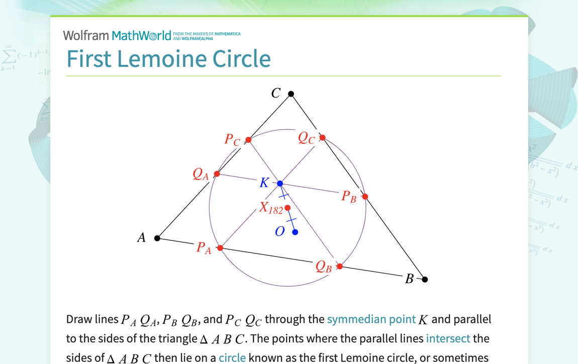 First Lemoine Circle -- from Wolfram MathWorld