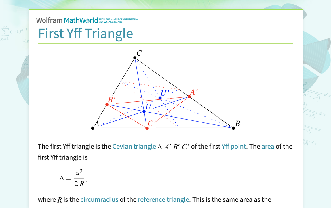 First Yff Triangle -- from Wolfram MathWorld