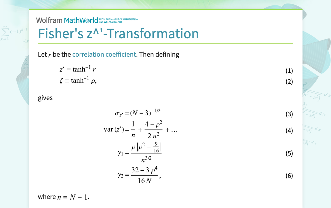 Fisher's z^'-Transformation -- from Wolfram MathWorld