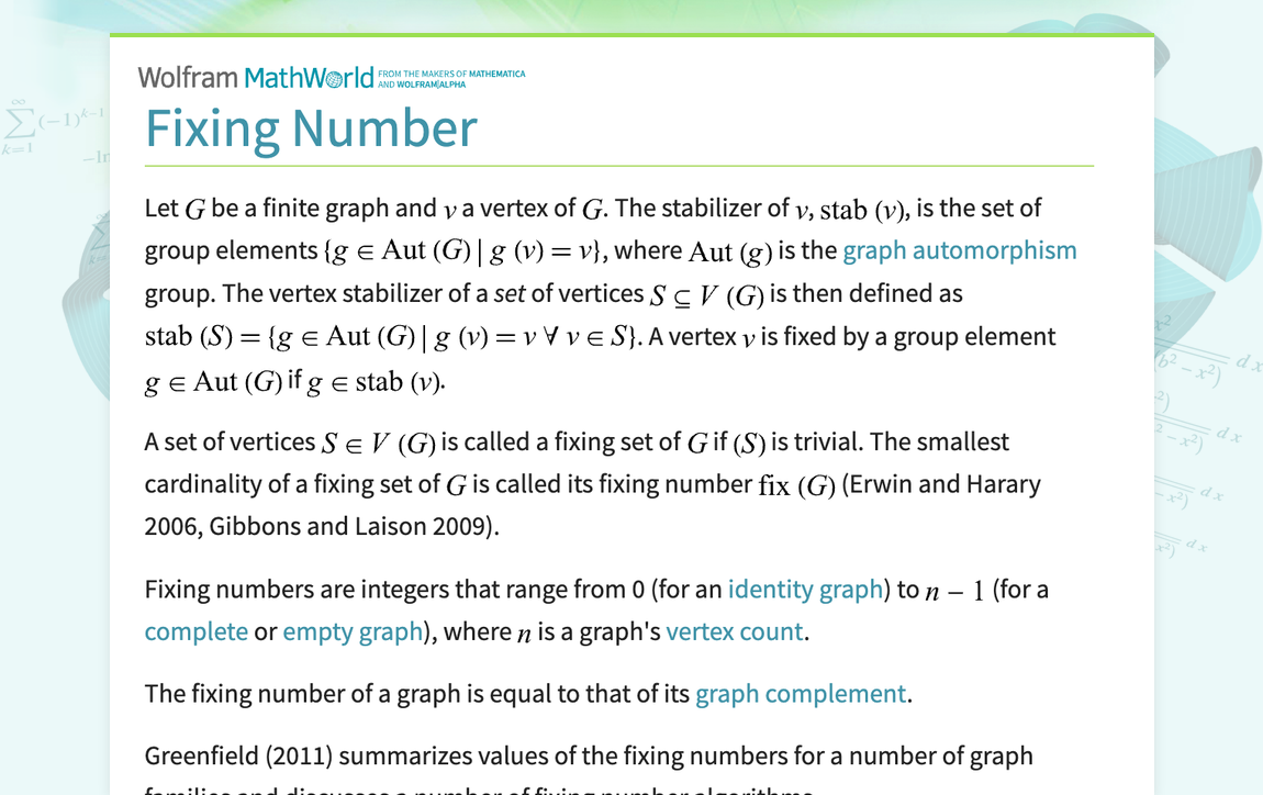 Fixing Number -- from Wolfram MathWorld