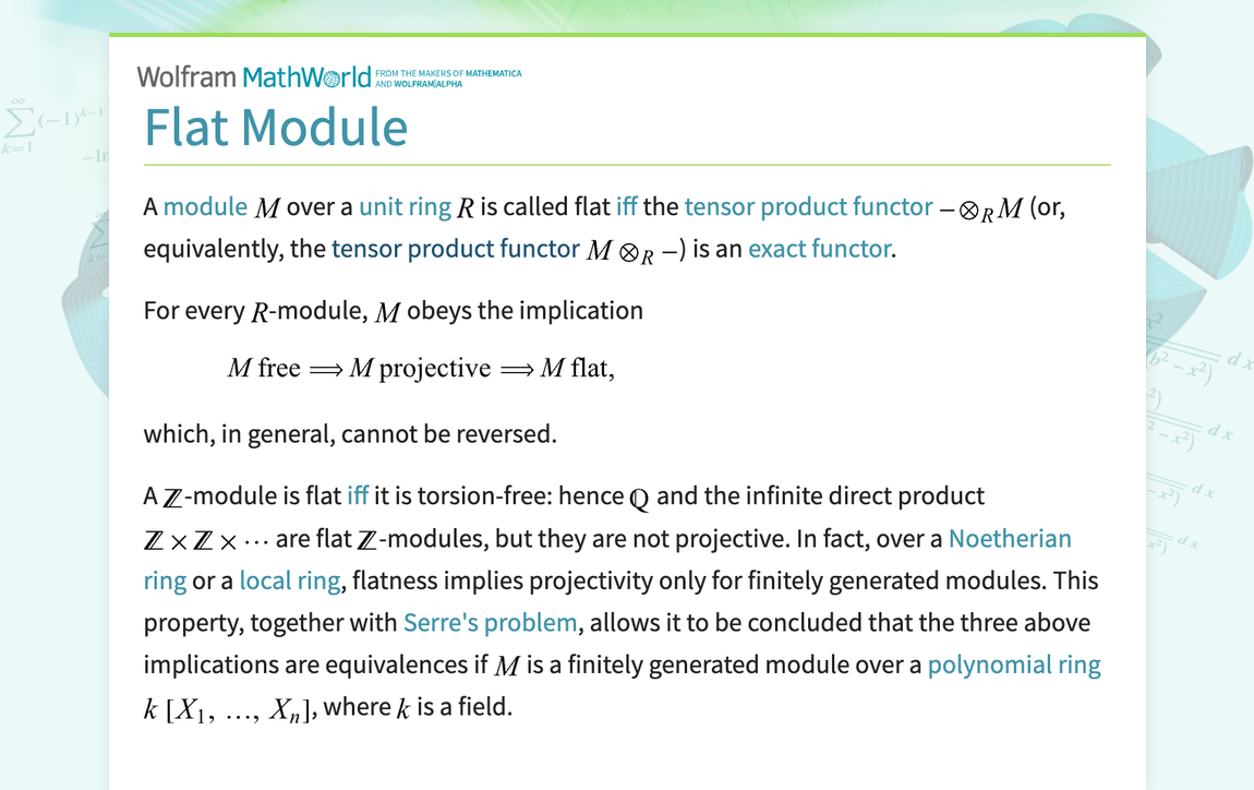 Flat Module -- from Wolfram MathWorld