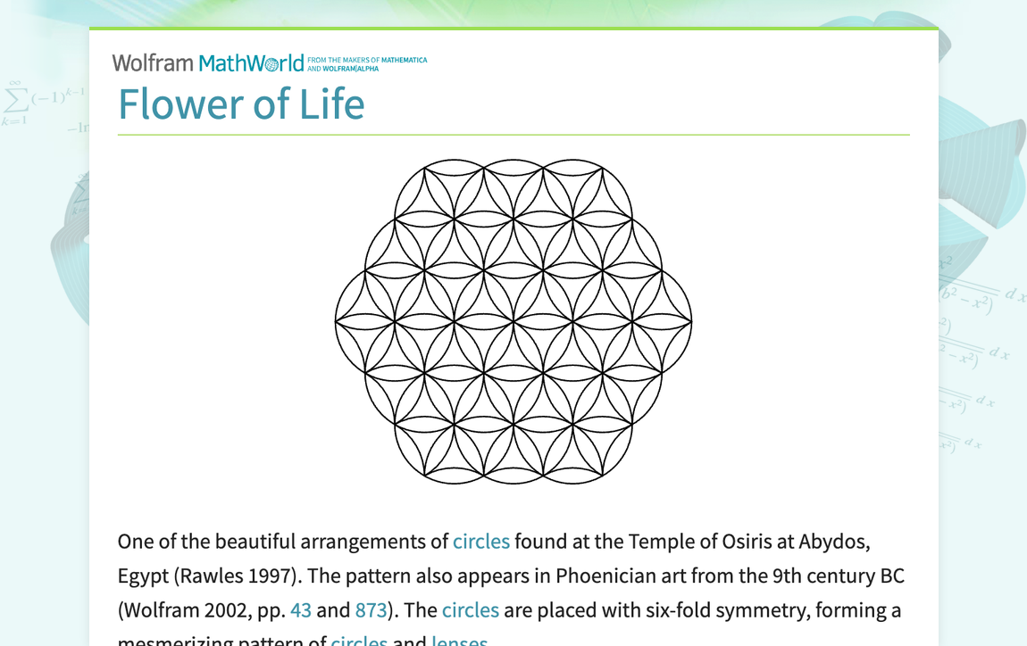 Flower of Life -- from Wolfram MathWorld