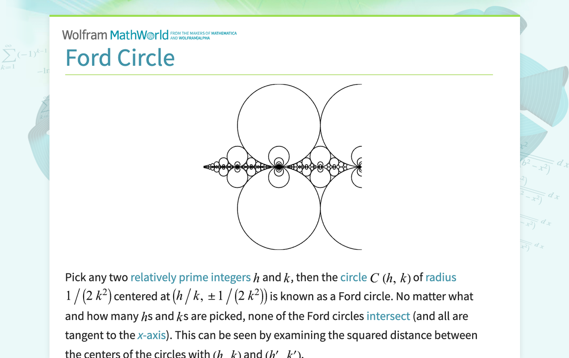 Ford Circle -- from Wolfram MathWorld