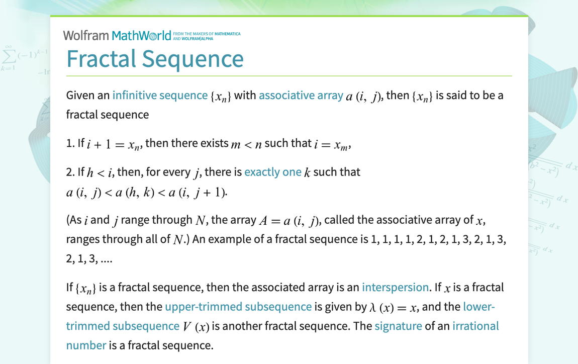 Fractal Sequence -- from Wolfram MathWorld