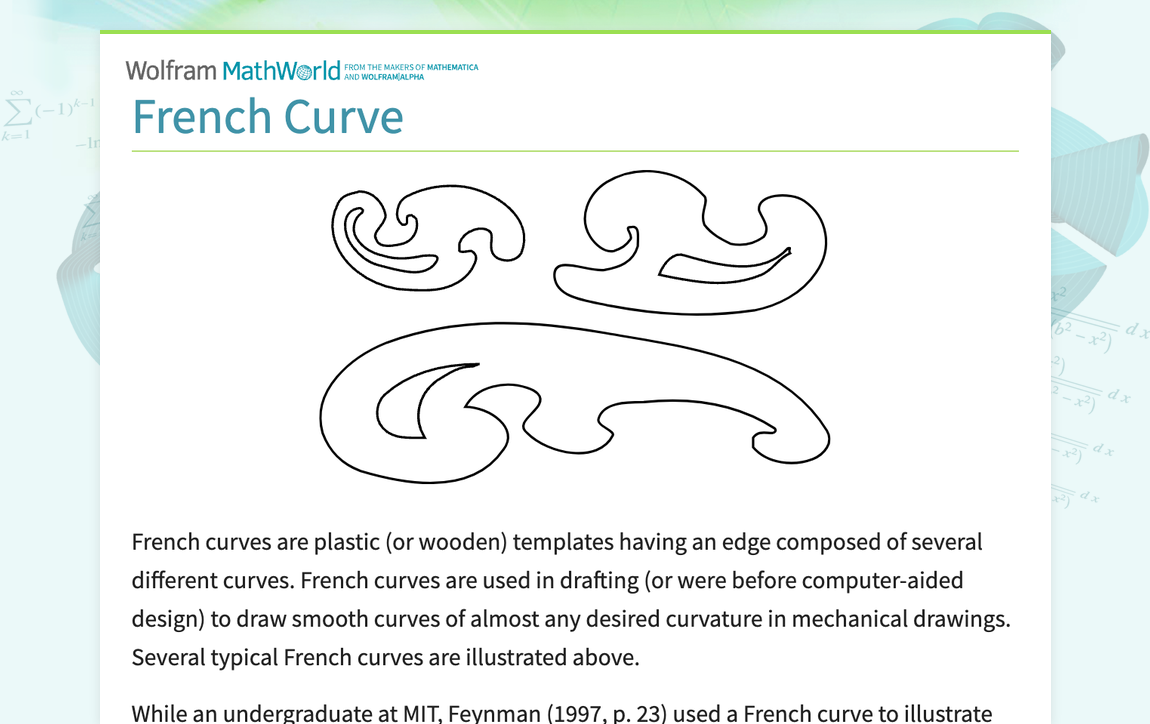 French Curve -- from Wolfram MathWorld
