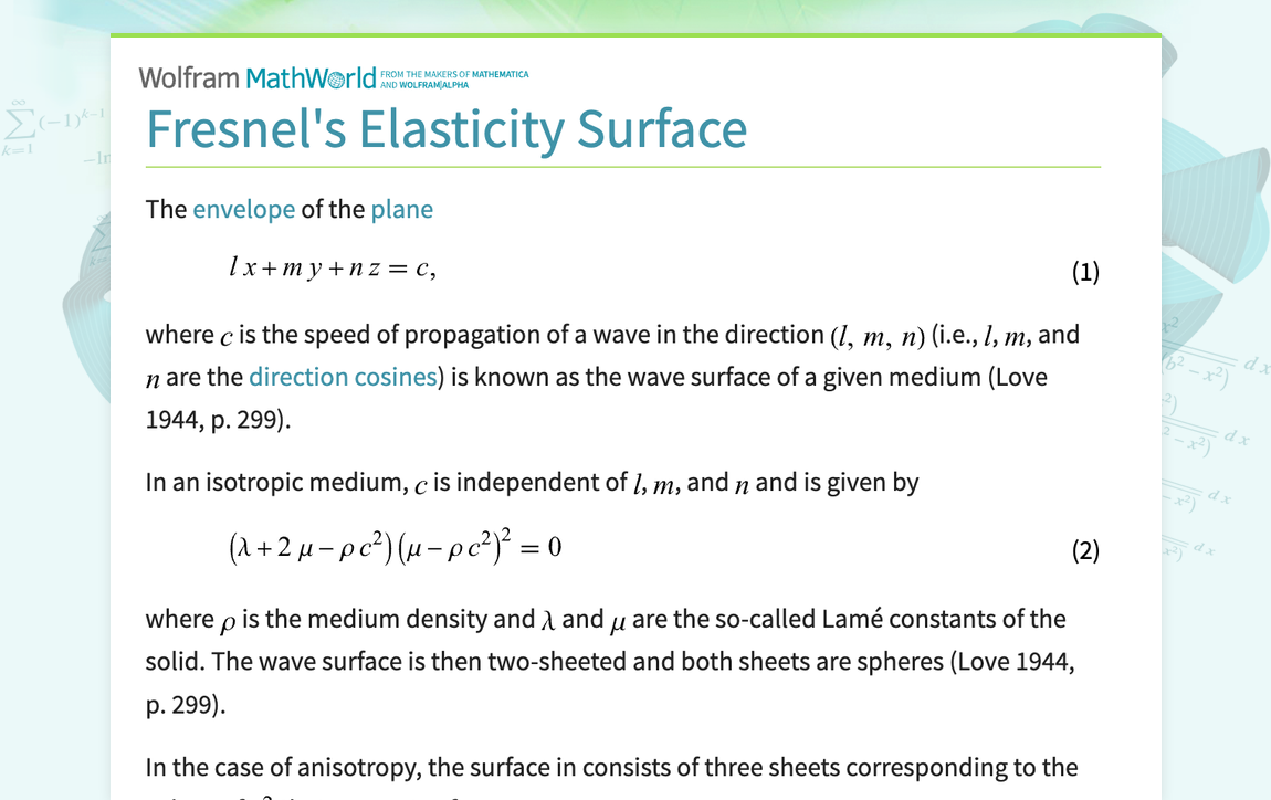 Fresnel's Elasticity Surface -- from Wolfram MathWorld