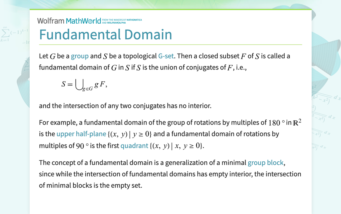 Fundamental Domain -- from Wolfram MathWorld