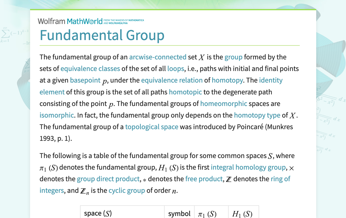Fundamental Group -- from Wolfram MathWorld