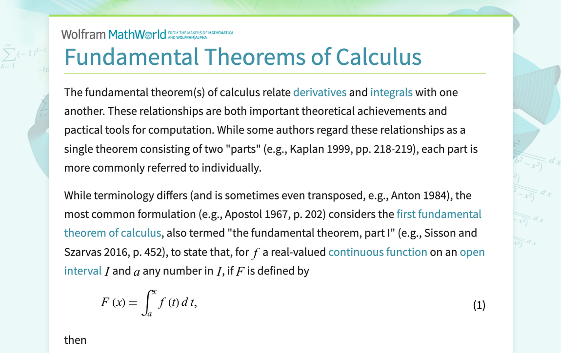 Thoerem Of Calculus Fundamental The Fundamental Theorem Of Calculus