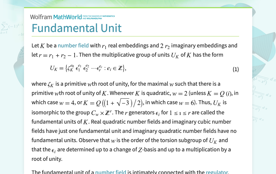 Fundamental Unit -- from Wolfram MathWorld