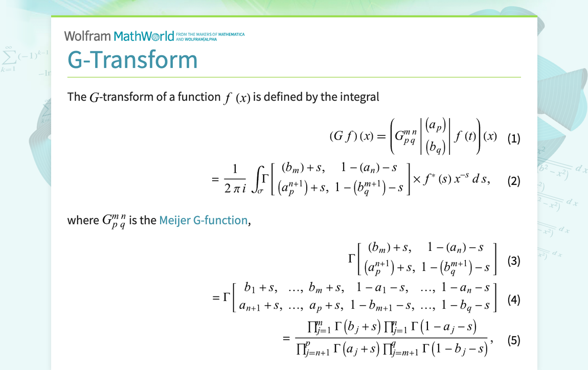 G-Transform -- from Wolfram MathWorld