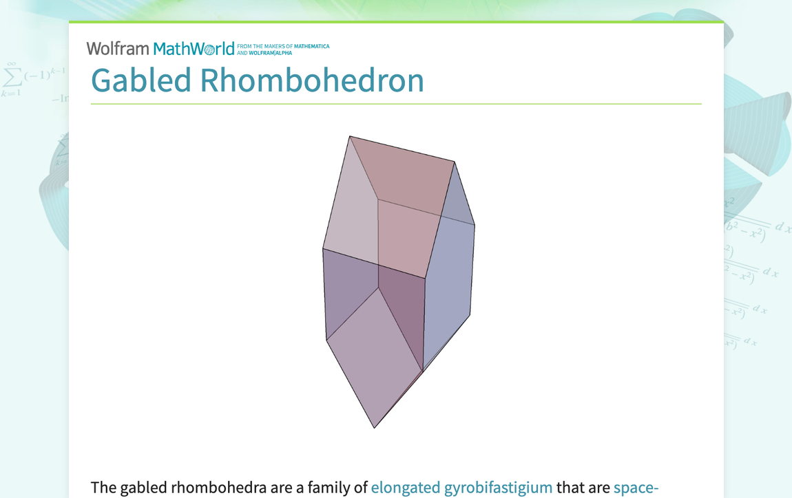 Gabled Rhombohedron -- from Wolfram MathWorld