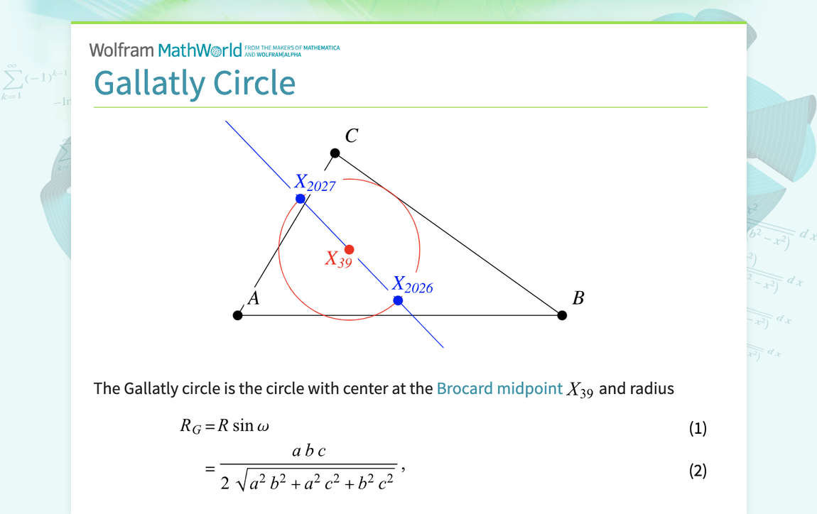 Gallatly Circle -- from Wolfram MathWorld