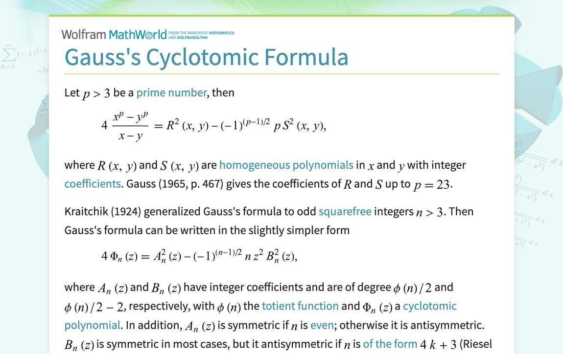 Gauss Formula Carl Friedrich Gauss