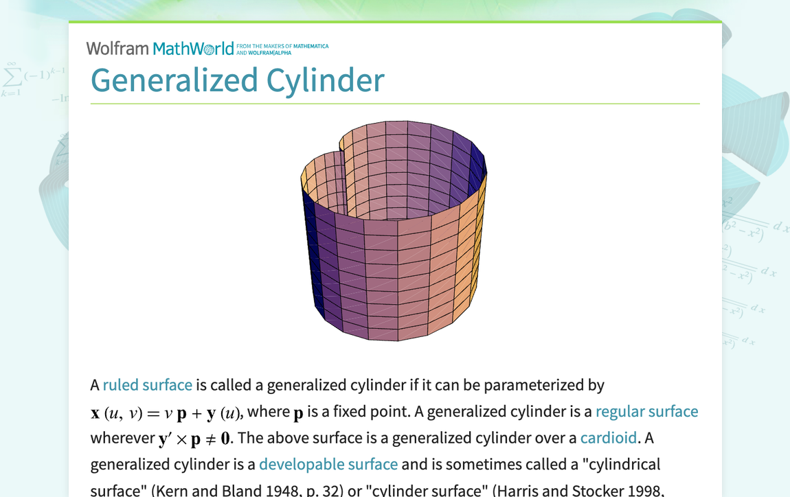 Generalized Cylinder -- from Wolfram MathWorld