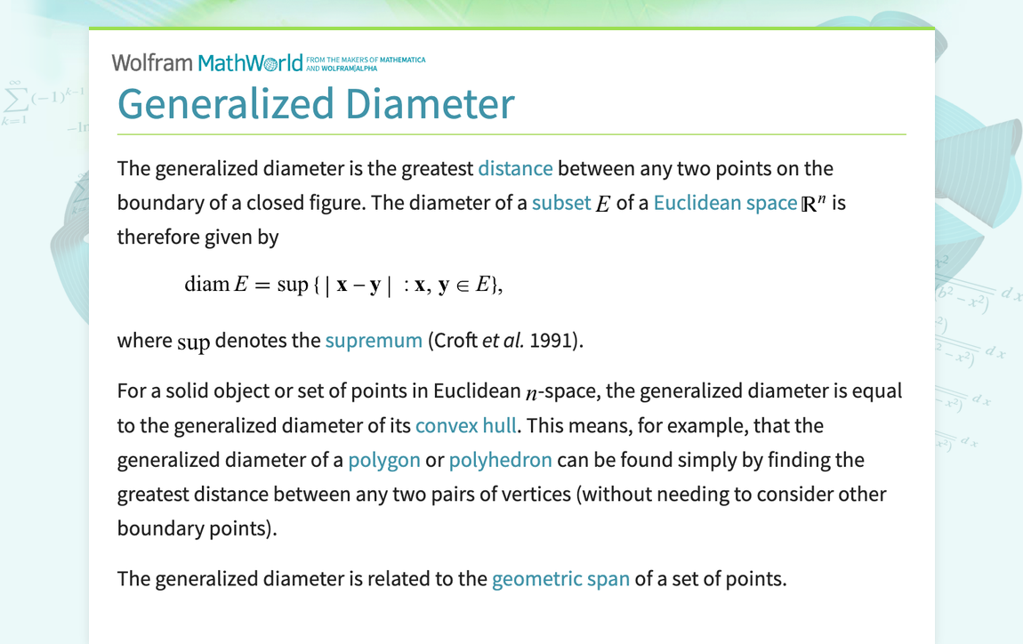 Generalized Diameter -- from Wolfram MathWorld