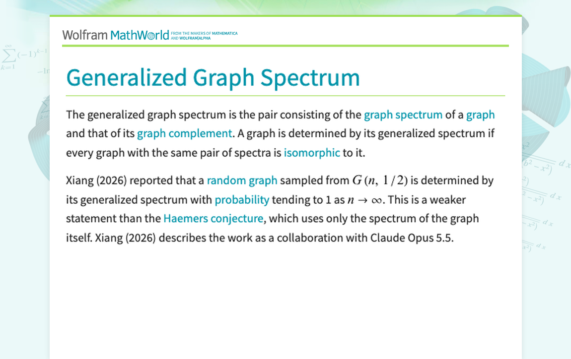 Generalized Graph Spectrum -- from Wolfram MathWorld