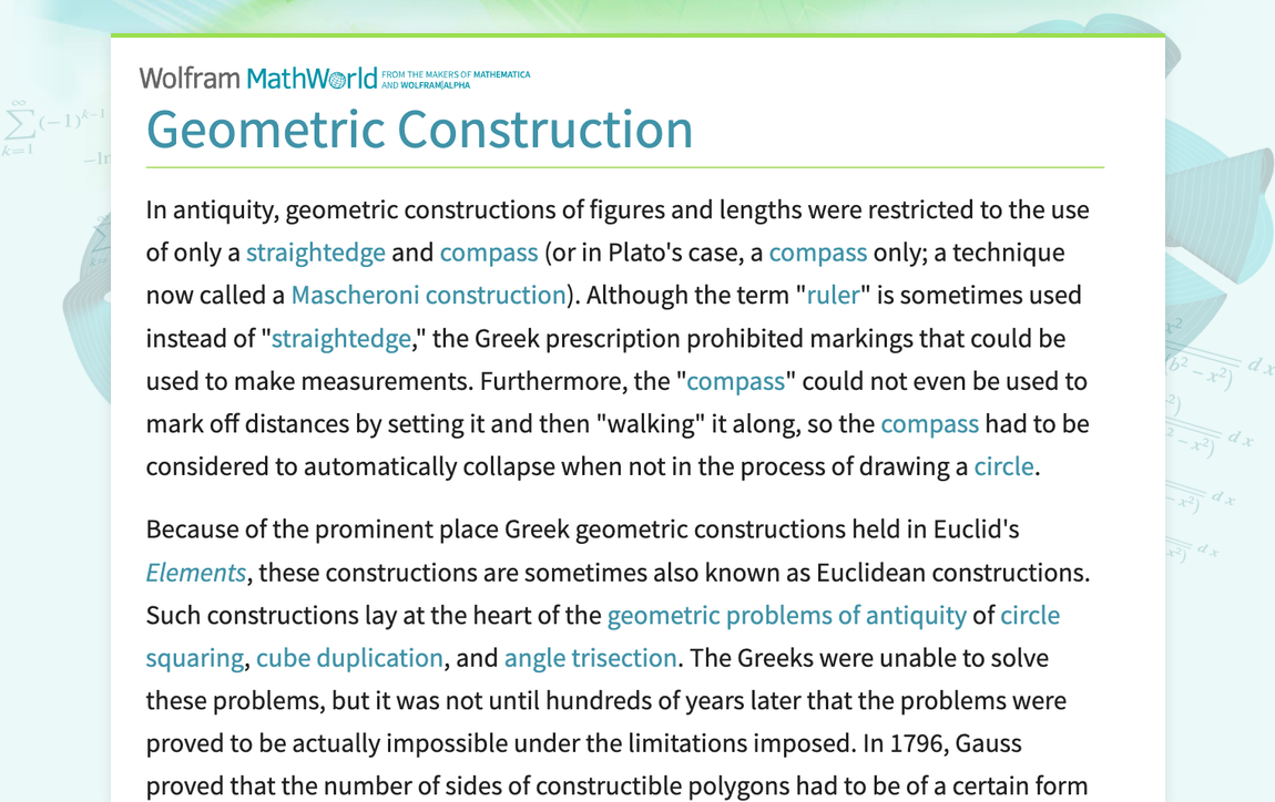 Geometric Construction -- from Wolfram MathWorld
