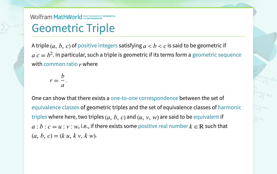 Geometric Triple -- from Wolfram MathWorld