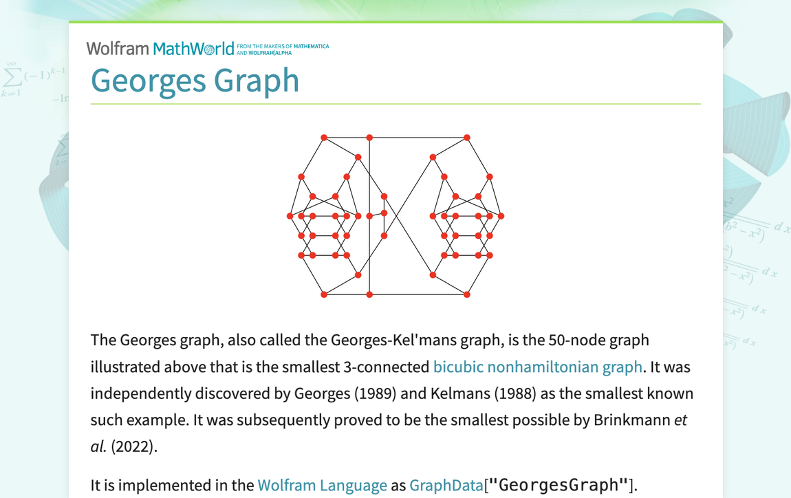 Georges Graph -- from Wolfram MathWorld