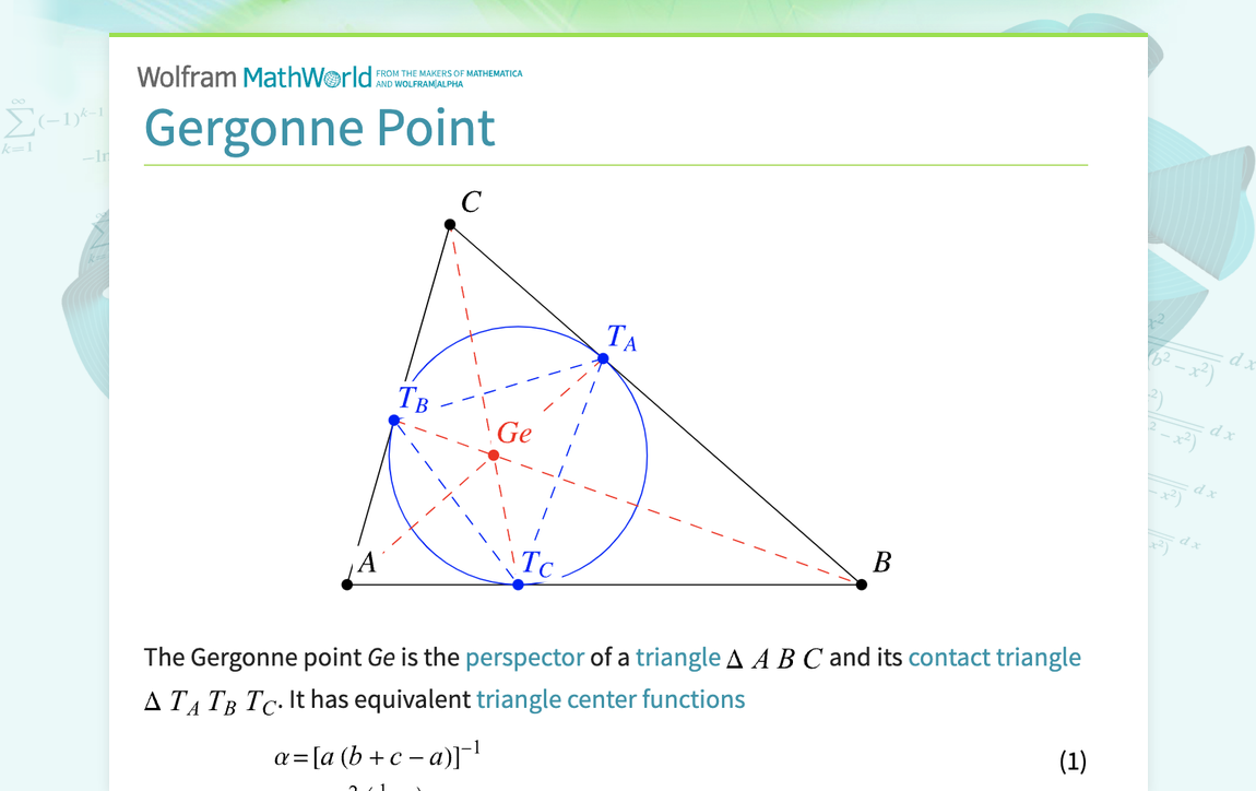 Gergonne Point -- from Wolfram MathWorld