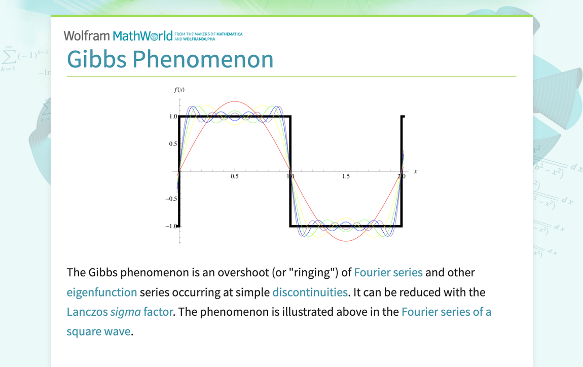 Gibbs Phenomenon -- from Wolfram MathWorld