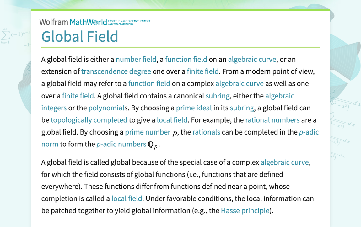 Global Field From Wolfram Mathworld