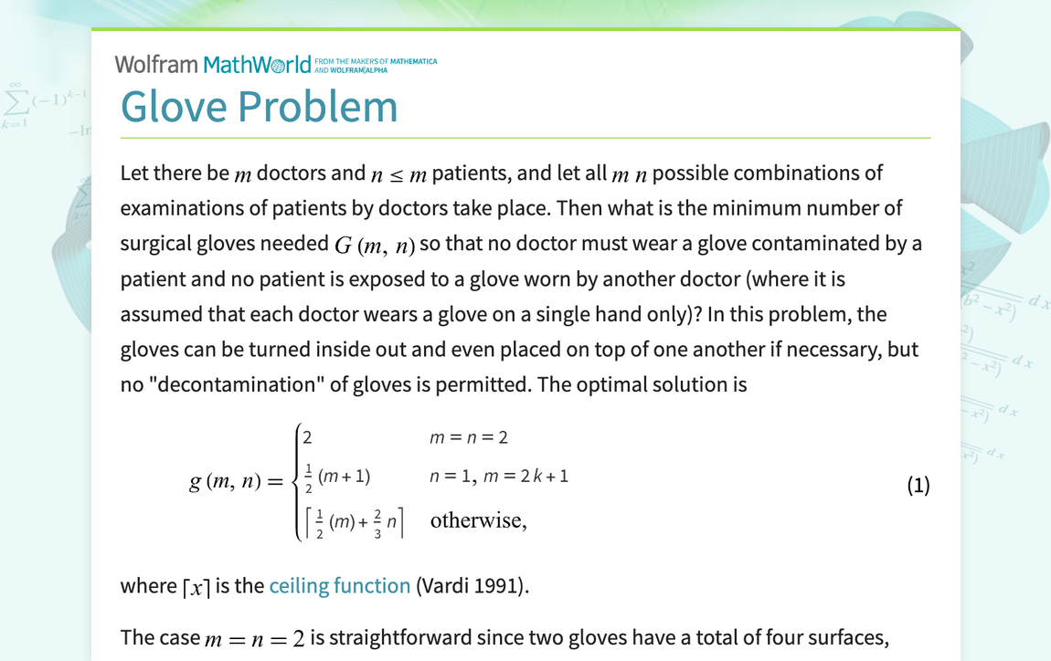 Glove Problem -- from Wolfram MathWorld