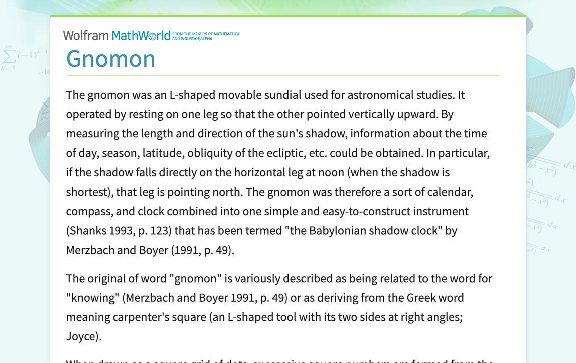 Gnomon -- from Wolfram MathWorld