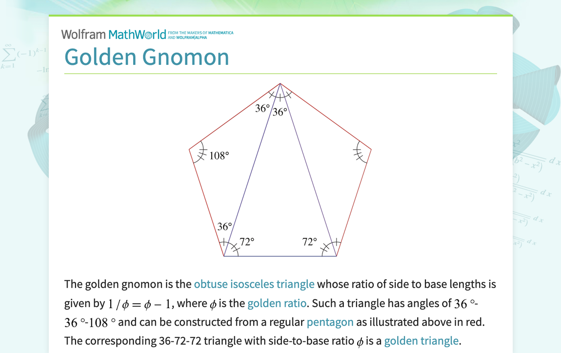 Golden Gnomon -- from Wolfram MathWorld