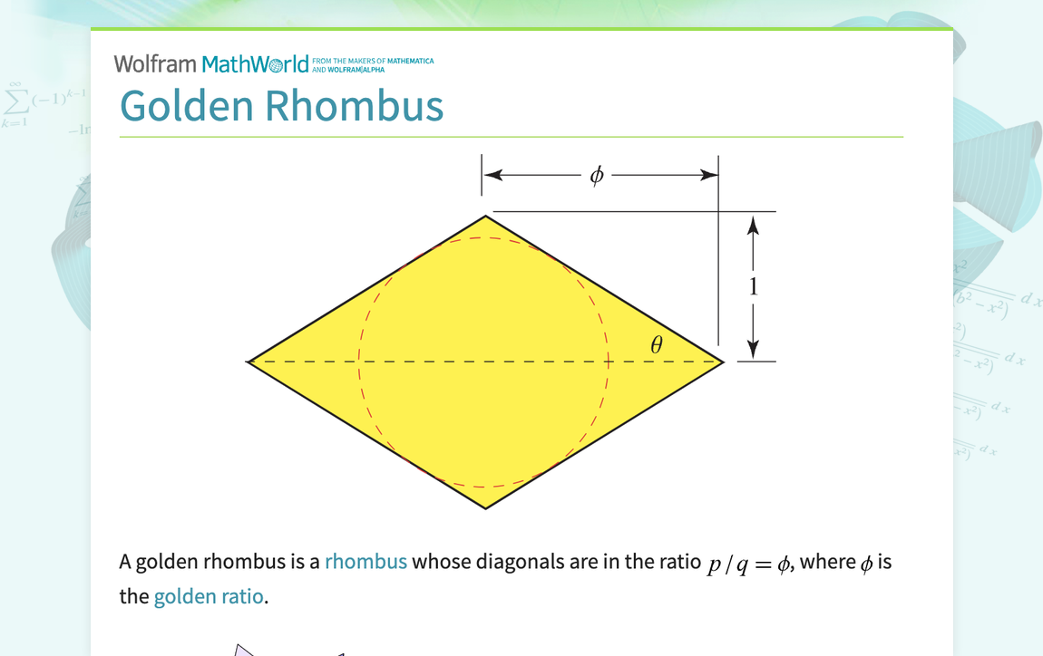 Golden Rhombus -- from Wolfram MathWorld