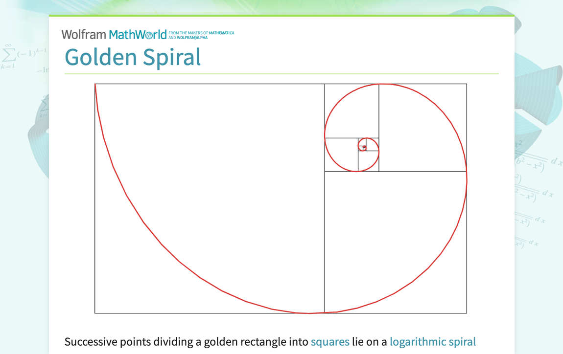 Golden Spiral -- from Wolfram MathWorld