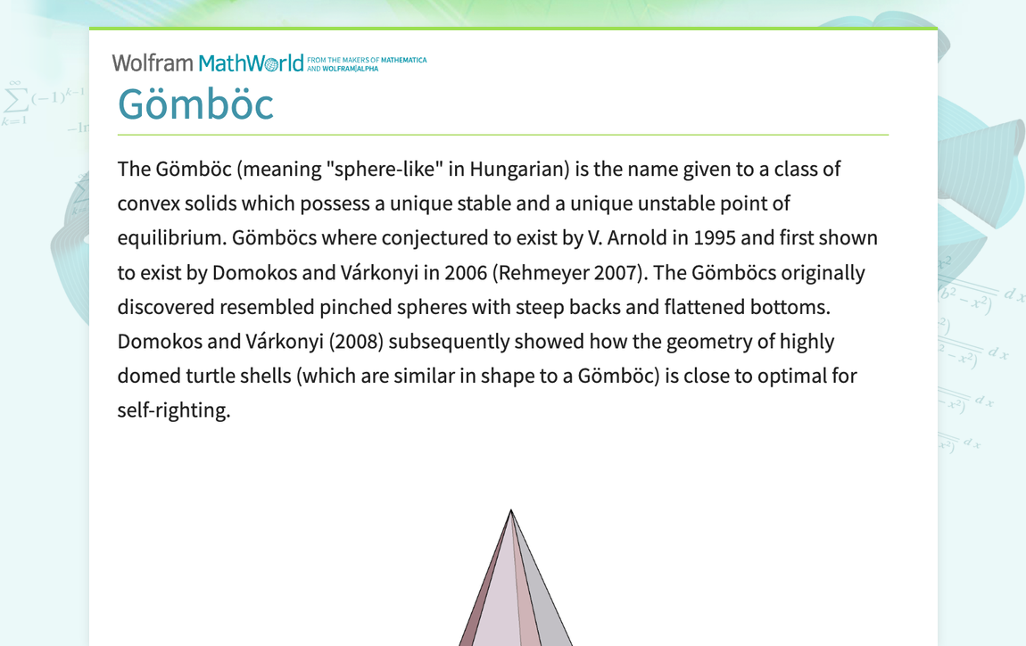 Gömböc -- from Wolfram MathWorld