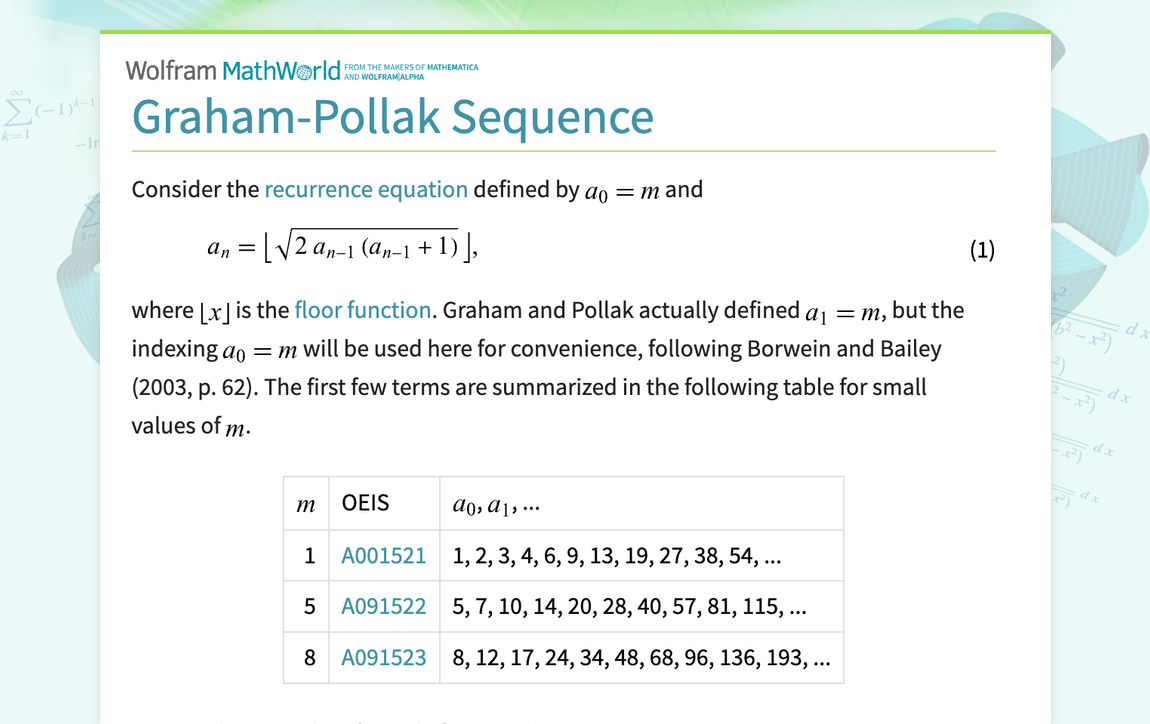 Graham-Pollak Sequence -- from Wolfram MathWorld