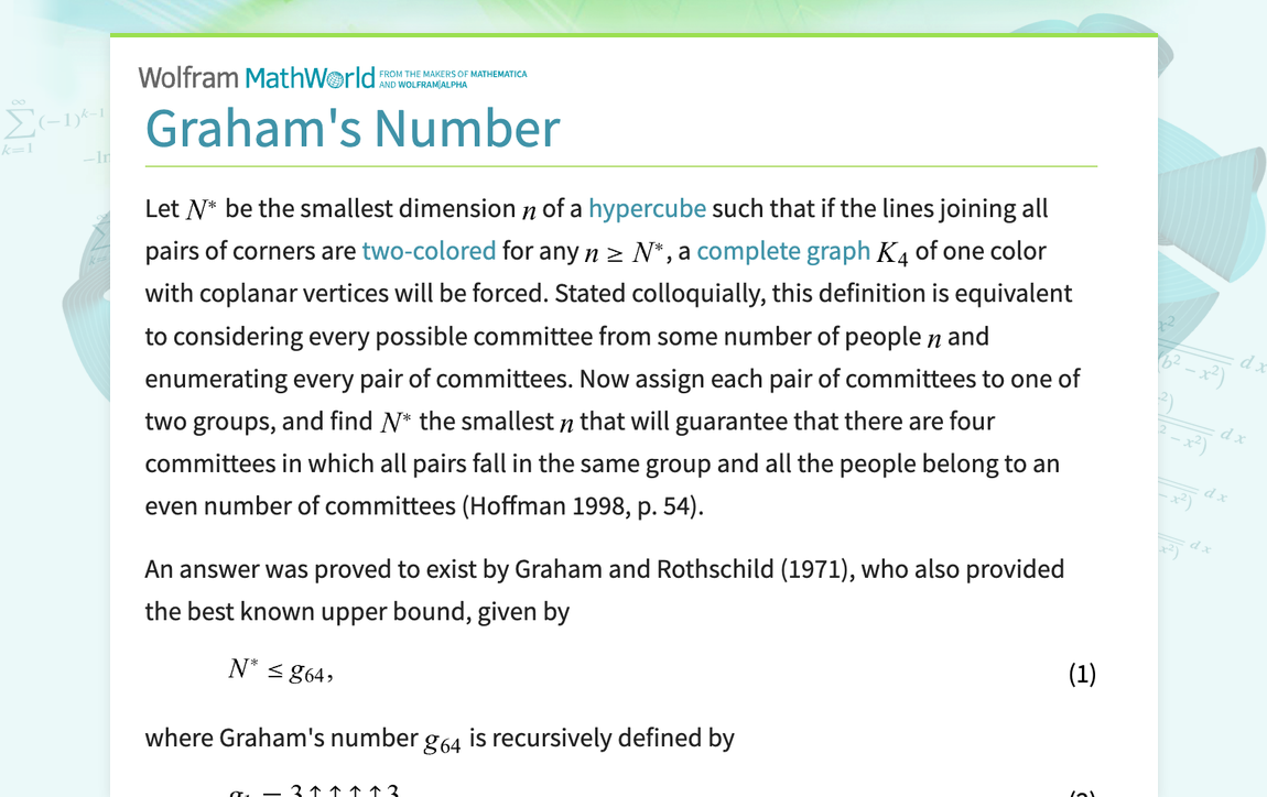 Graham's Number -- from Wolfram MathWorld