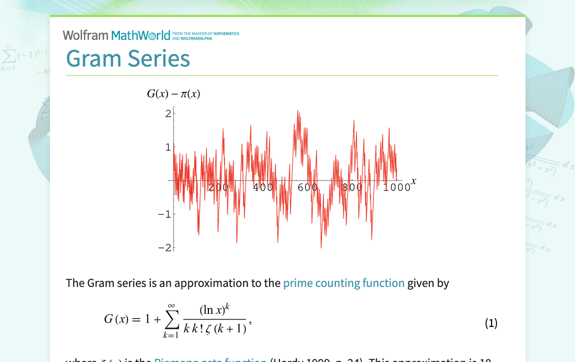 Gram Series -- from Wolfram MathWorld