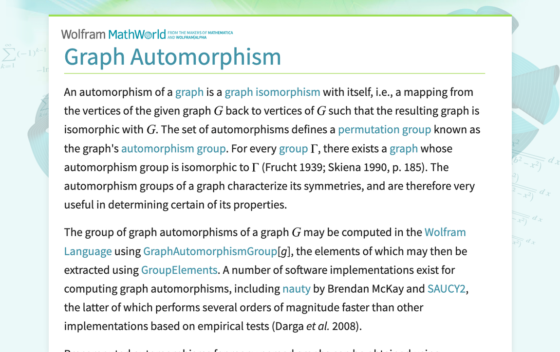 Graph Automorphism -- from Wolfram MathWorld