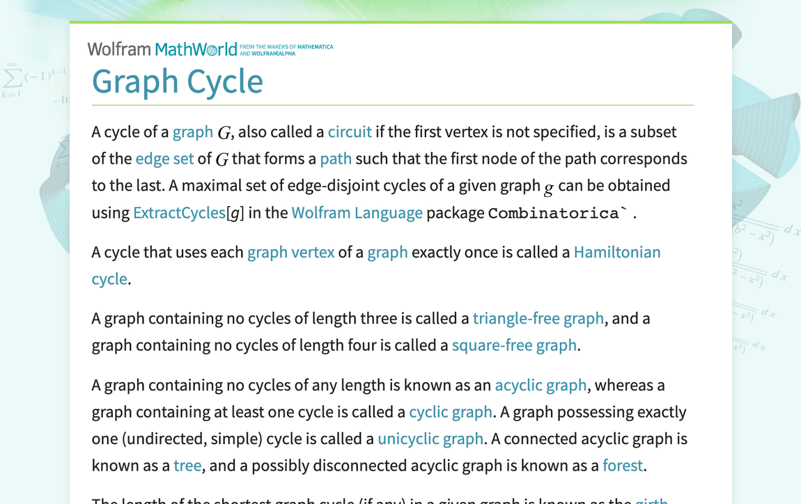 Graph Cycle -- from Wolfram MathWorld