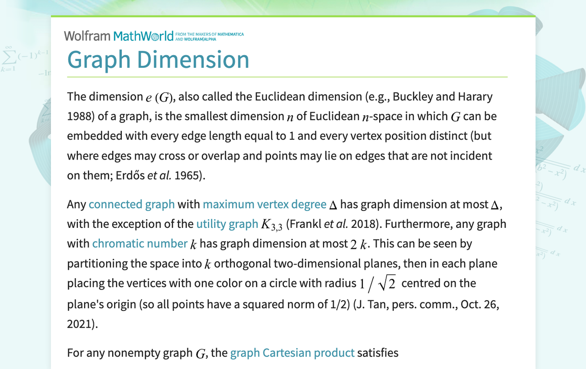 Graph Dimension -- from Wolfram MathWorld