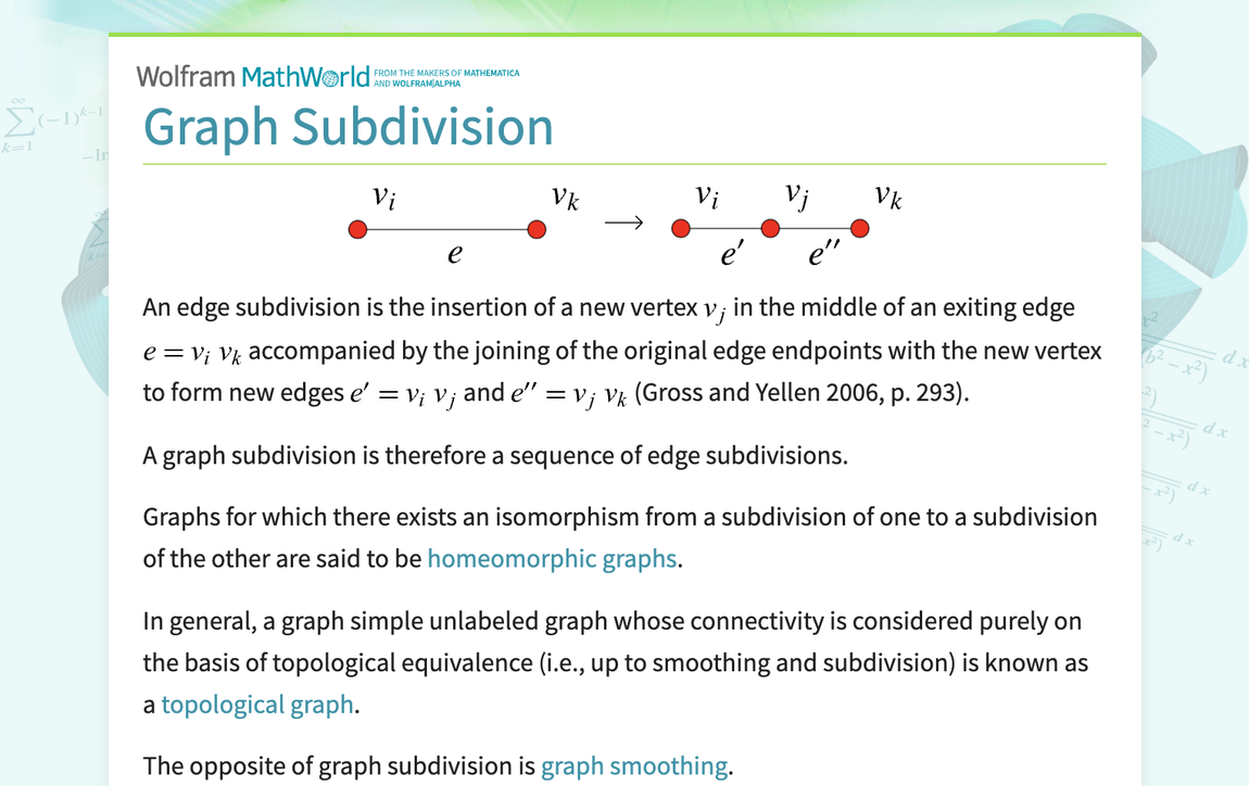 Graph Subdivision -- from Wolfram MathWorld