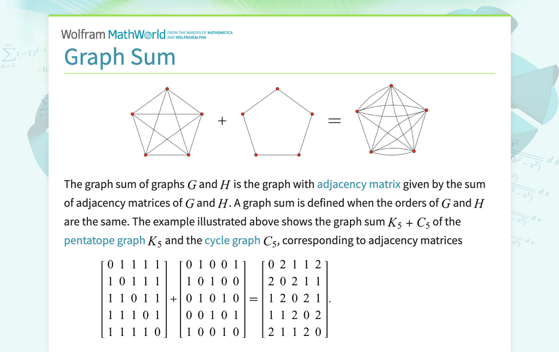 Graph Sum -- from Wolfram MathWorld